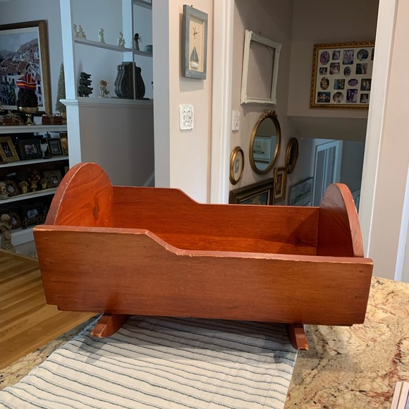 Hand Crafted | Toys | Vintage Wooden Doll Rocking Cradle | Poshmark